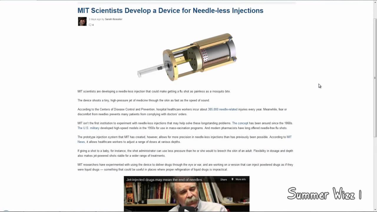 MIT Scientists Develop a Device for Needle less Injections - YouTube