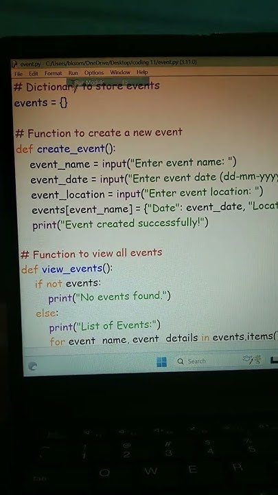 Python Program Related To Event Management Coding Python Pythonprogram Viral Idle Youtube