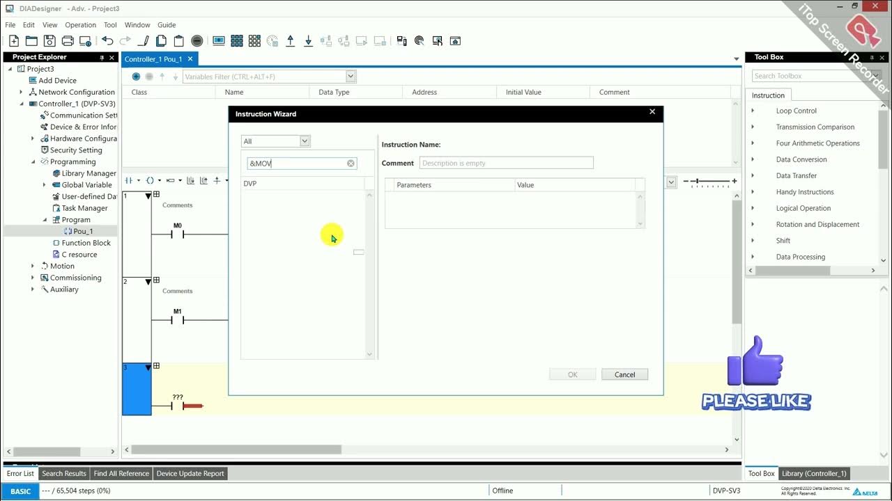DELTA PLC DIADESIGNER [ MOV,MOVP,$MOV ] PROGRAMMING - YouTube