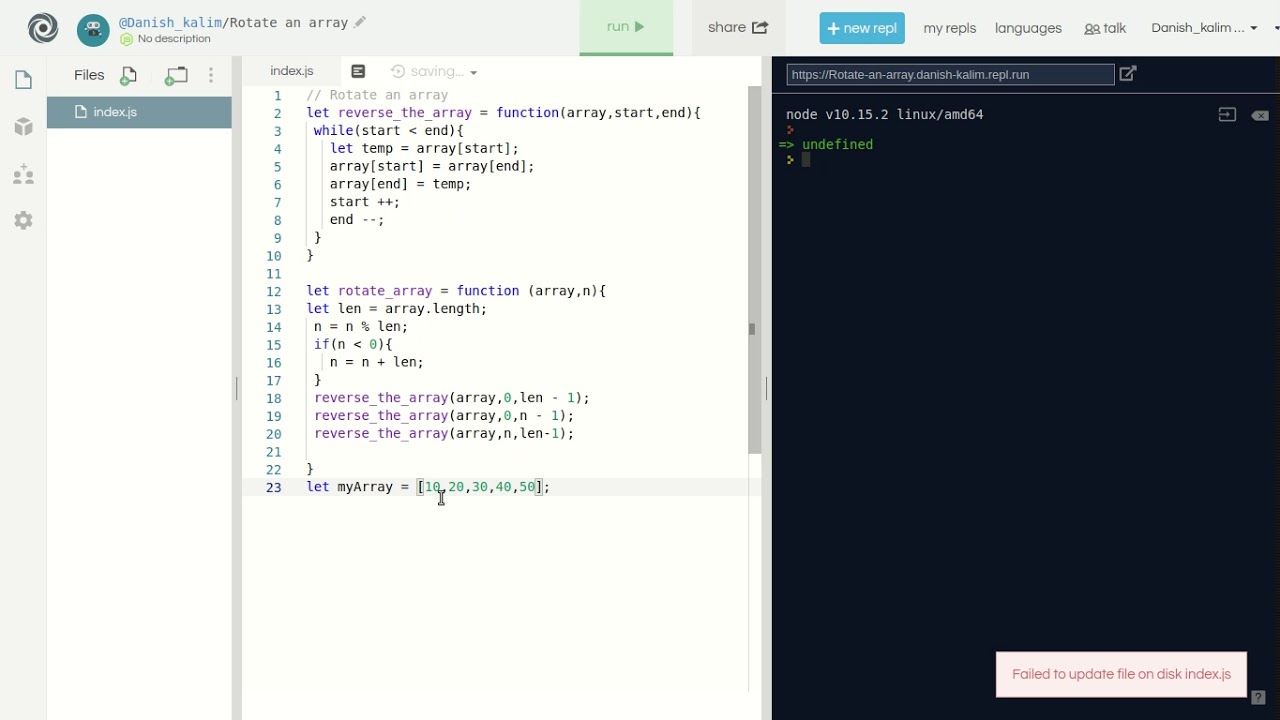 Rotate Array Using Javascript Urduhindi Youtube