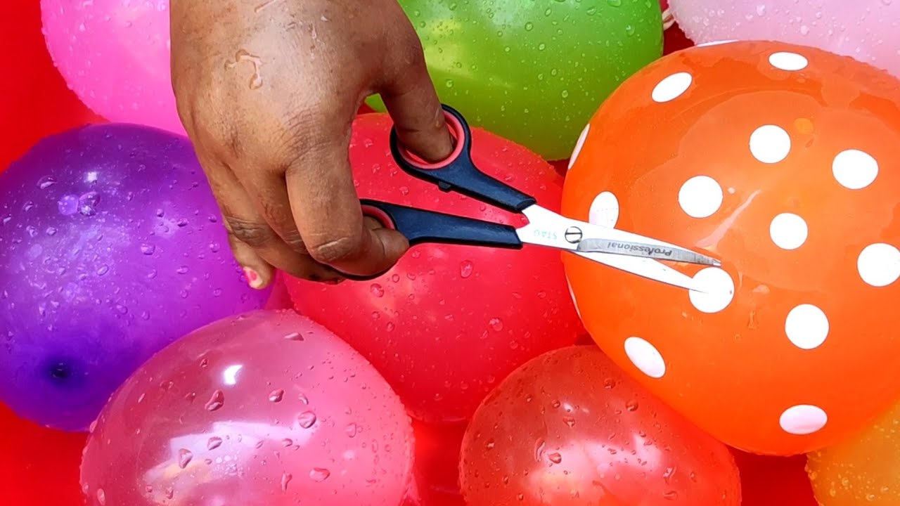 Fun Coloring Poping balloon🎈 Vs⚔️ ️ Scissor Cutting Amazing EXPERIMENT ...