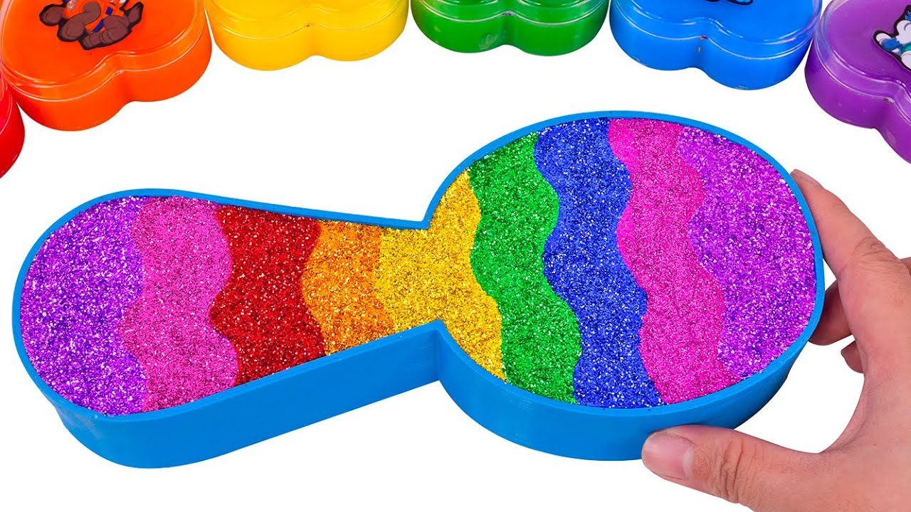 Satisfying Video l Mixing All My Slime l How To Make Rainbow Glitter ...