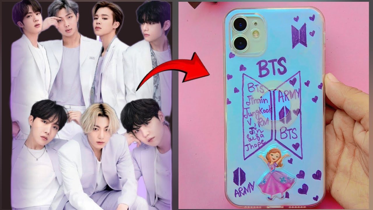 BTS themed Phone Case design💜|diy phone case tutorial for BTS Army🤗 ...