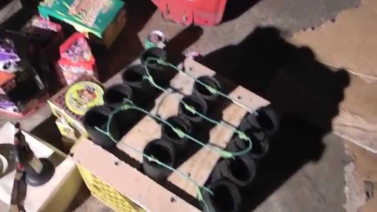 12 Shot Homemade Angled Firework Rack LOUD!!! - YouTube