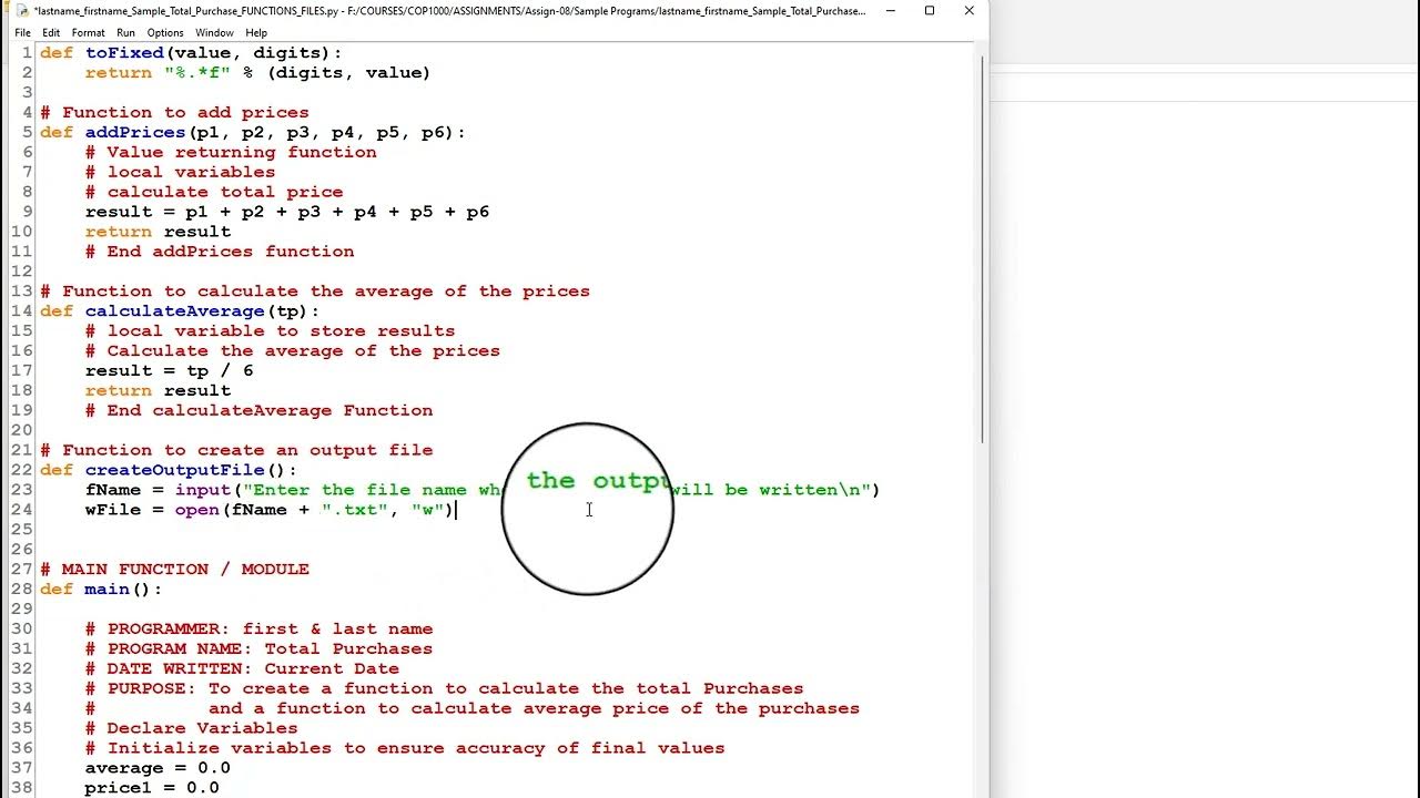 Writing Output To File Functions Python-p1 - Youtube