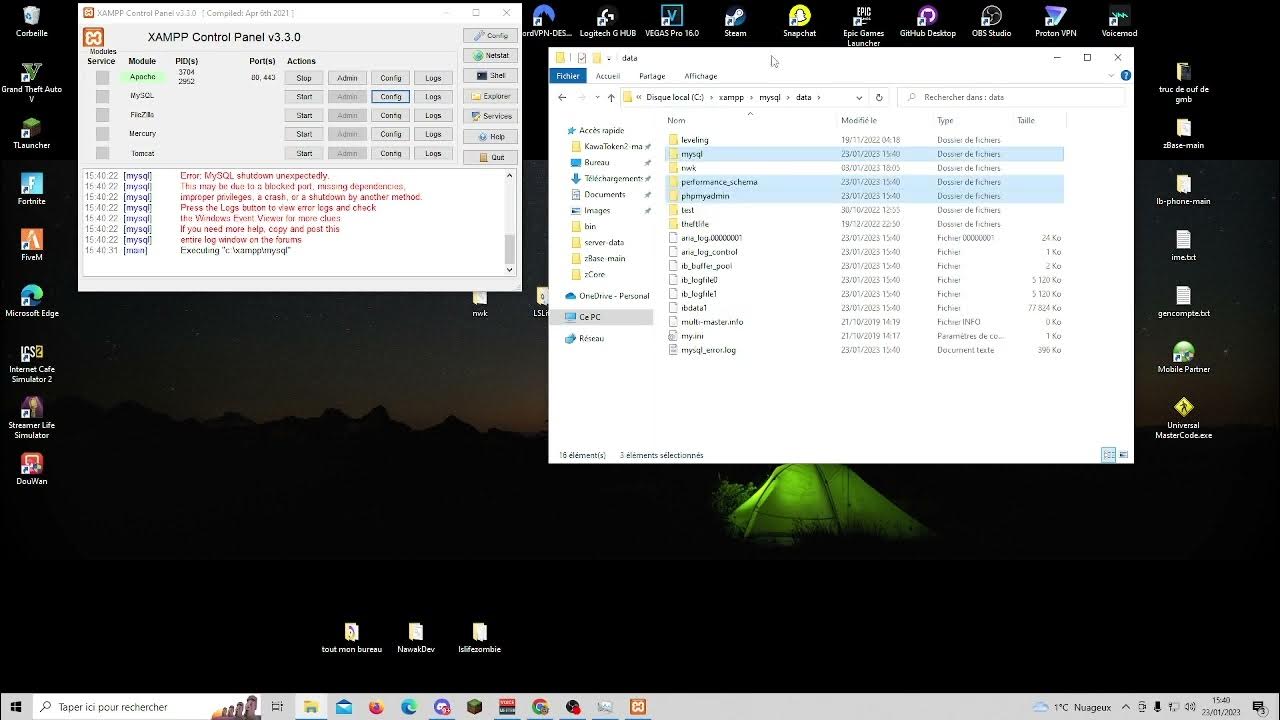 Réglé le problème error mysql shutdown unexpectedly. this may be due to a blocked port - YouTube