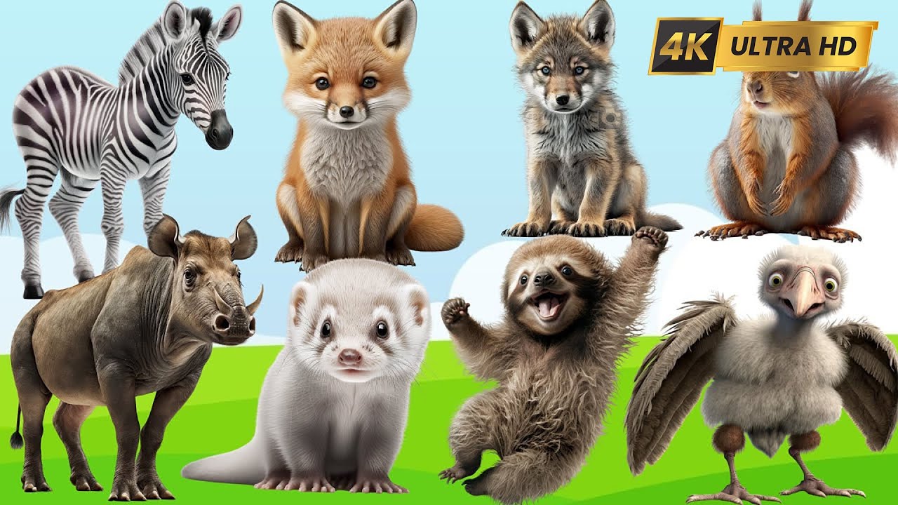 Funniest Sounds of Animals: Horse, Buffalo, Rooster, Kangaroo, Cat ...