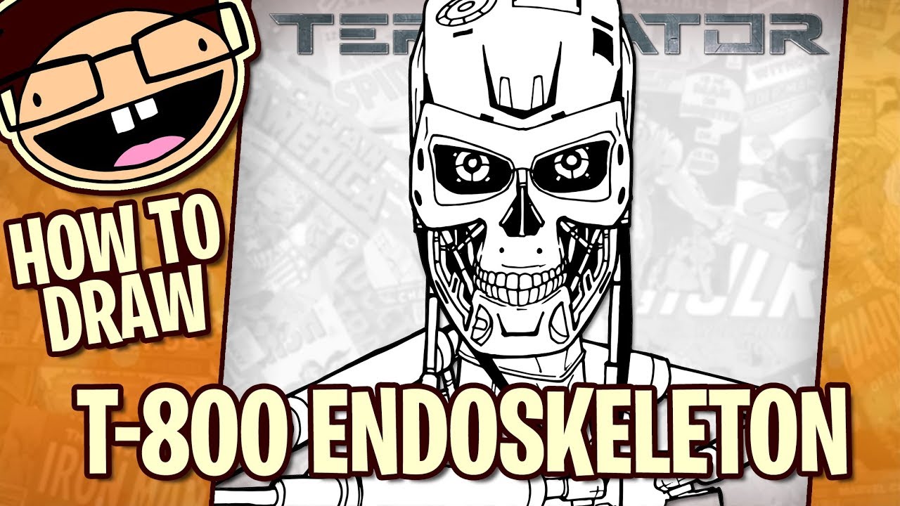 How to Draw THE T-800 ENDOSKELETON (The Terminator) | Narrated Step-by ...