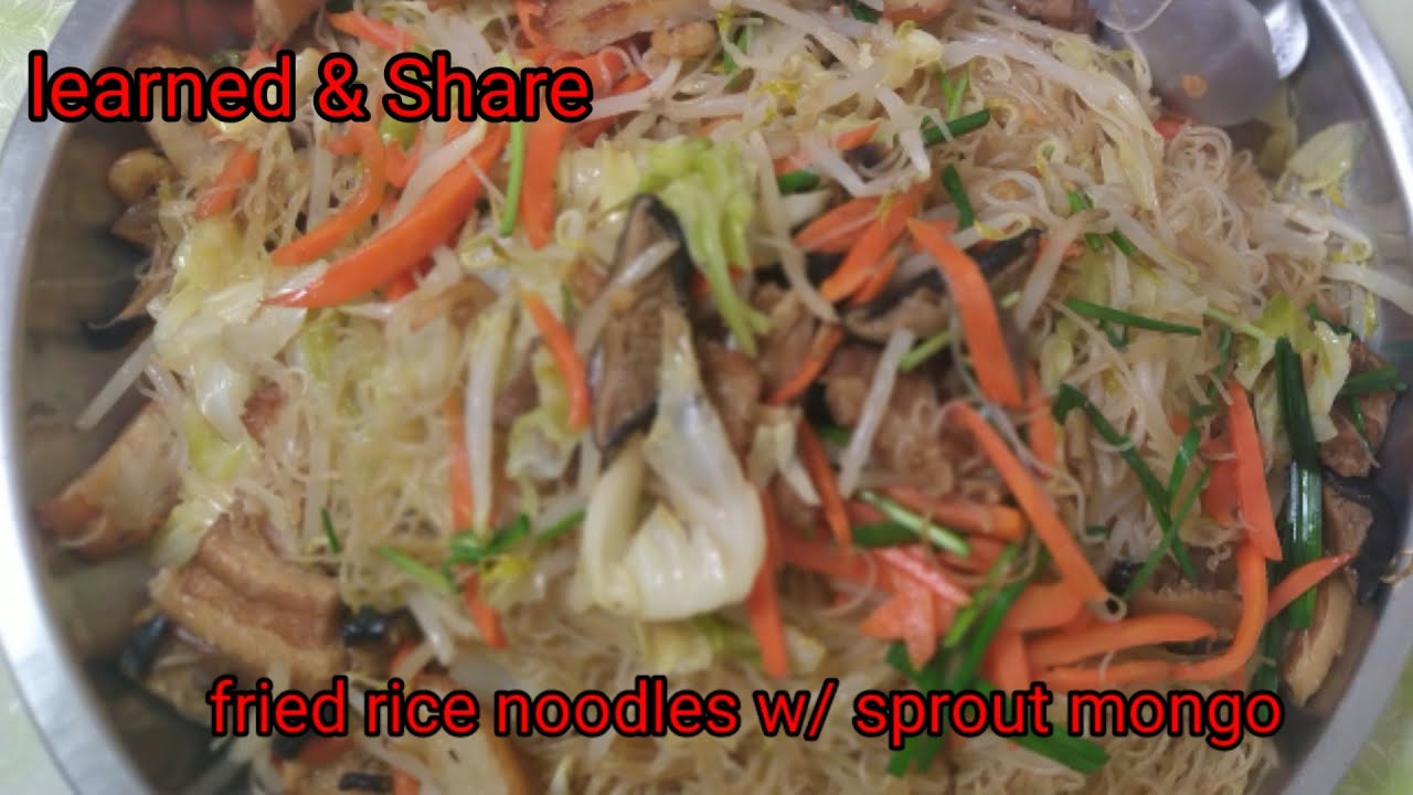 fried rice noodles w/ sprout mongo - YouTube