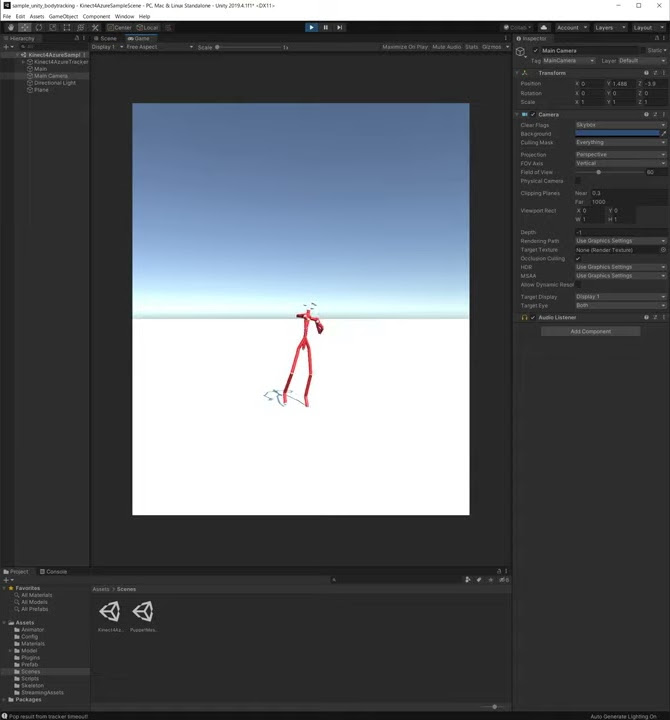 First play on Unity for body tracking of an Azure Kinect - YouTube