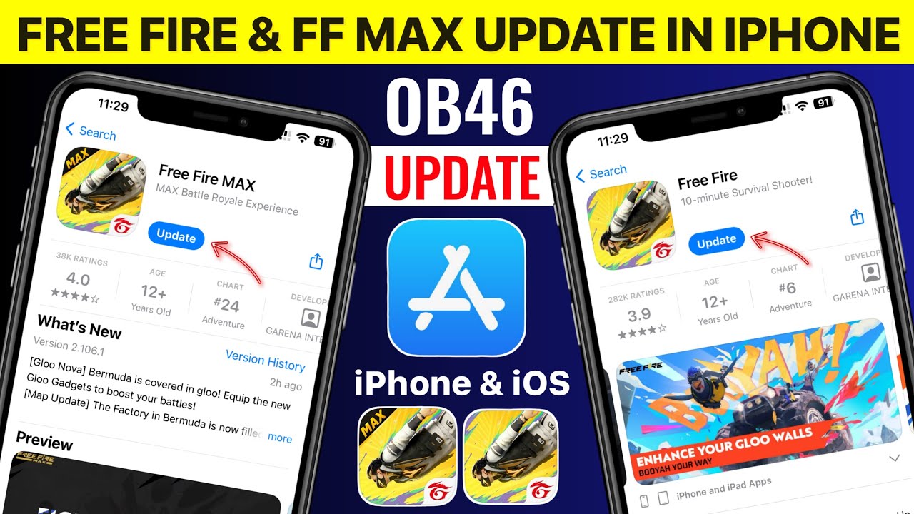 Free Fire & FF Max OB46 Update in iPhone | How To Update Free Fire in ...