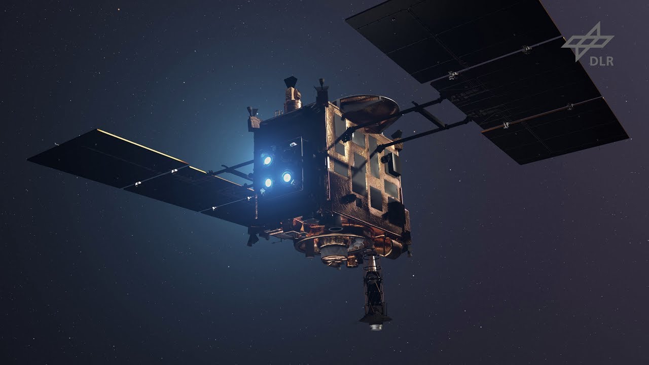 Animation: Asteroidenlander MASCOT auf Hayabusa2 - YouTube