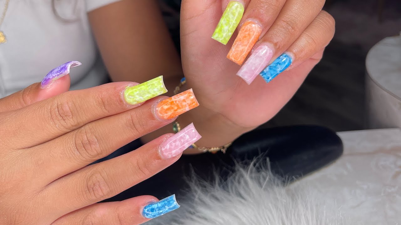 Marble nail art with gel polish | Acrylic Nail tutorial 💓 - YouTube