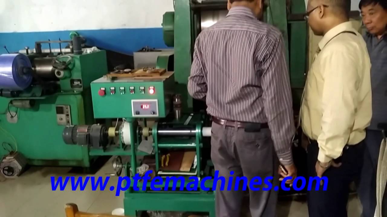 Thread seal tape jumbo roll collecting machine - YouTube