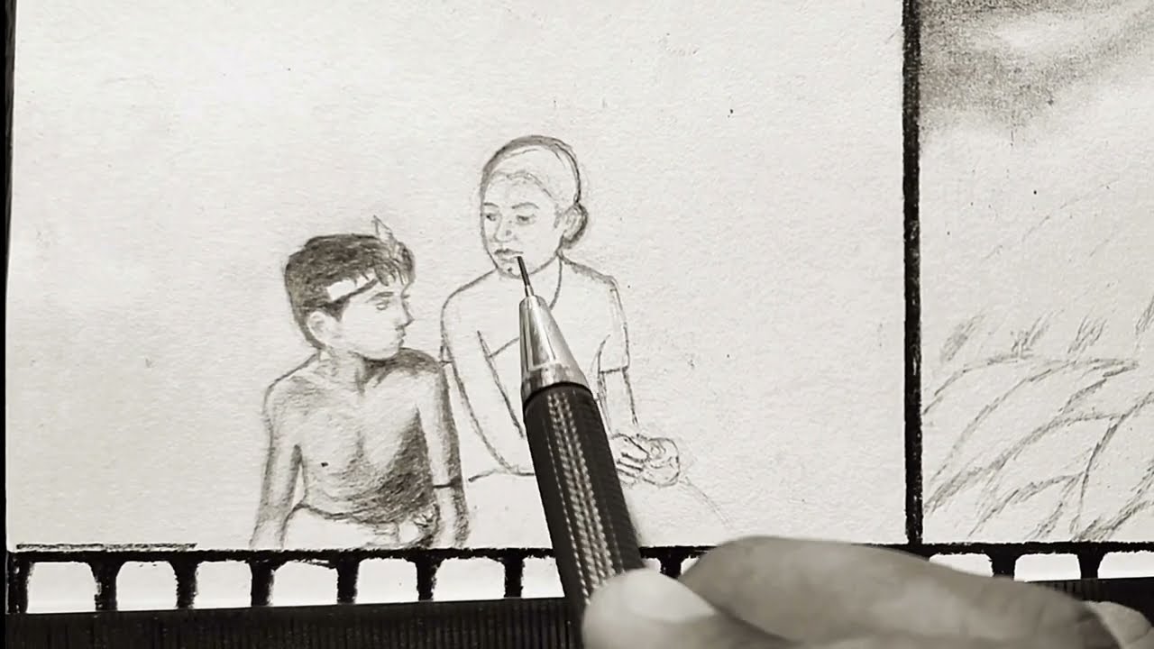 Pather Panchali Apu Durga drawing | Satyajit Ray #drawing - YouTube