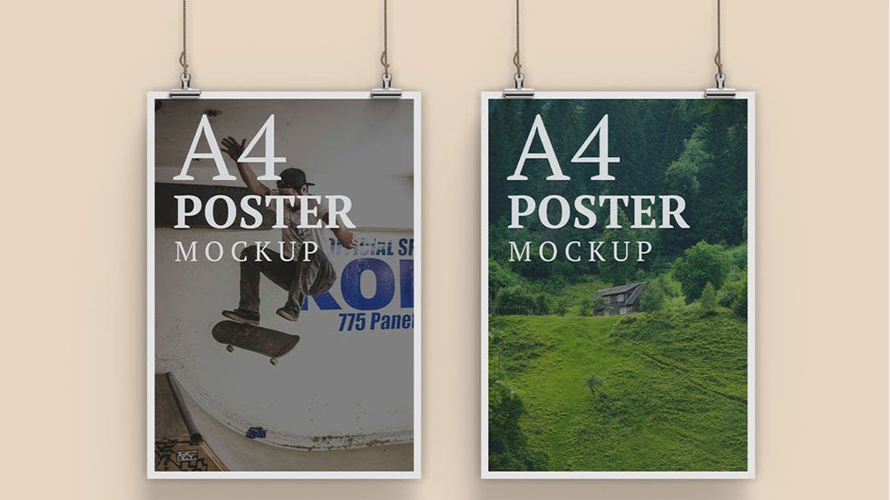 A4 Hanging Poster Mockup |Sheri Graphics| - YouTube