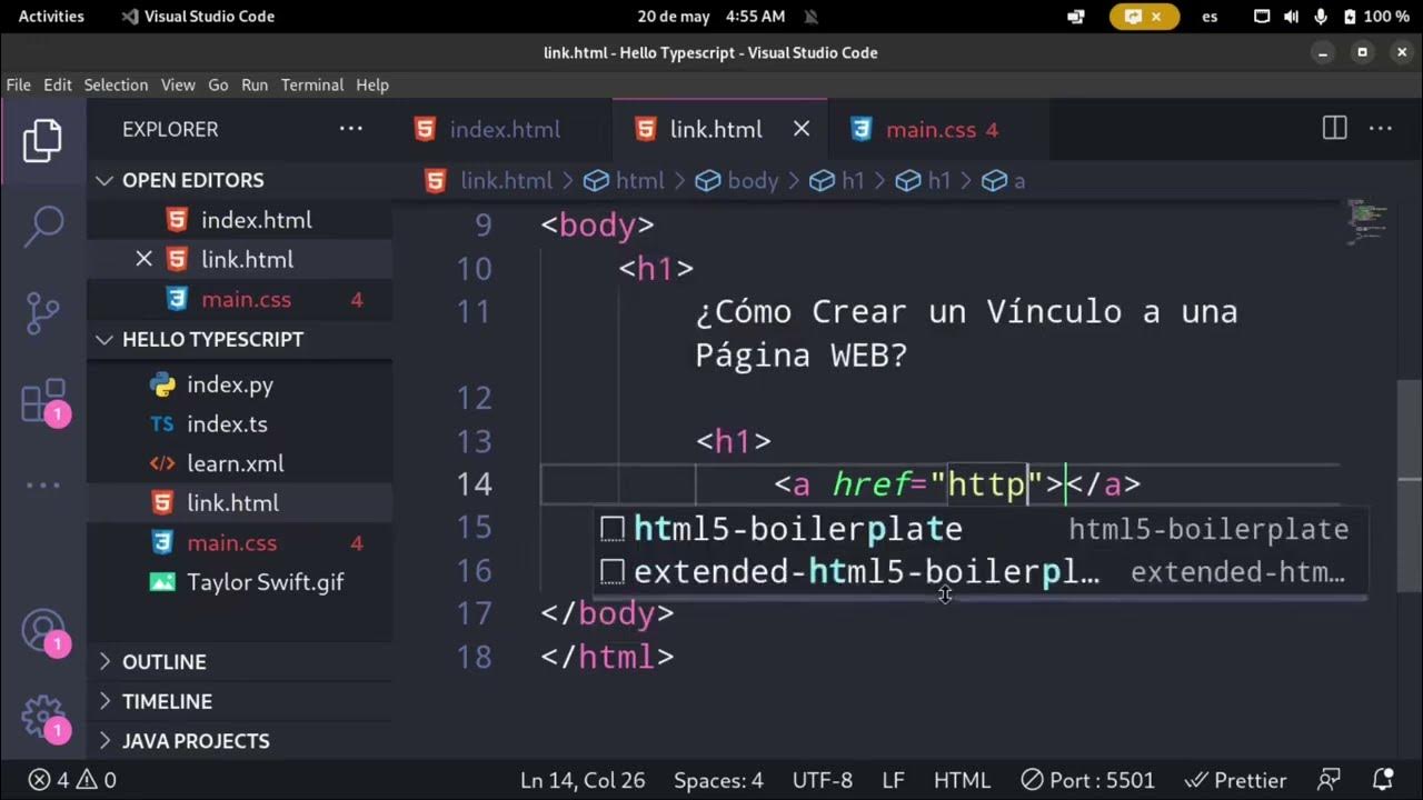 HTML Cómo Crear Vínculo a Página WEB. Julio Nieto. - YouTube