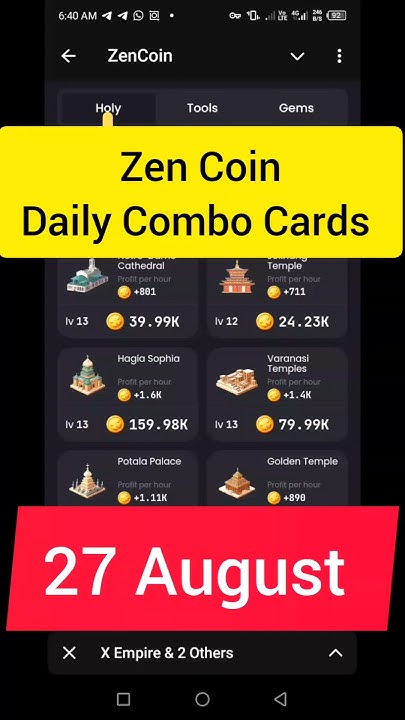 Zen Coin Daily Combo Cards | Zen Coin Daily Combo Cards 27 August 2024 - YouTube
