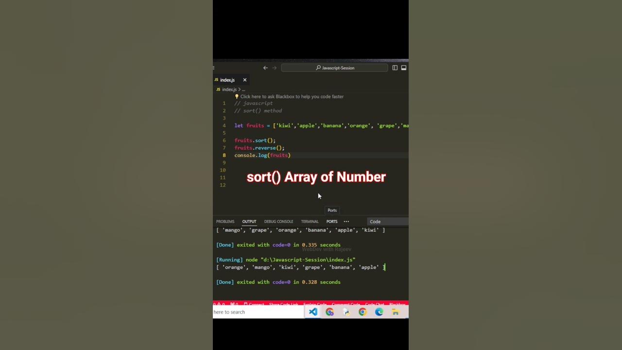 Sort And Reverse Method In Javascript Webdevwithrajeev Javascript Coding Shorts Youtube 