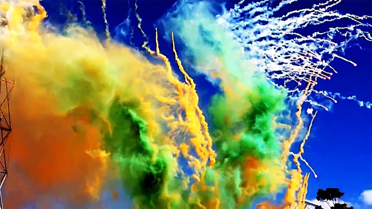 Fireworks display in the daytime - YouTube