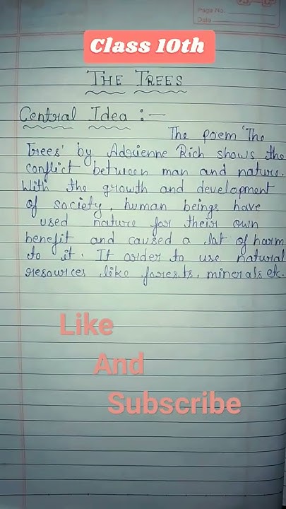 💫Class 10th #Central idea--The Trees💫 - YouTube