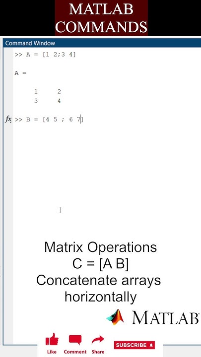 S17#Shorts #matlabtutorials - Matrix Operations - Concatenate arrays Horizontally #command # ...