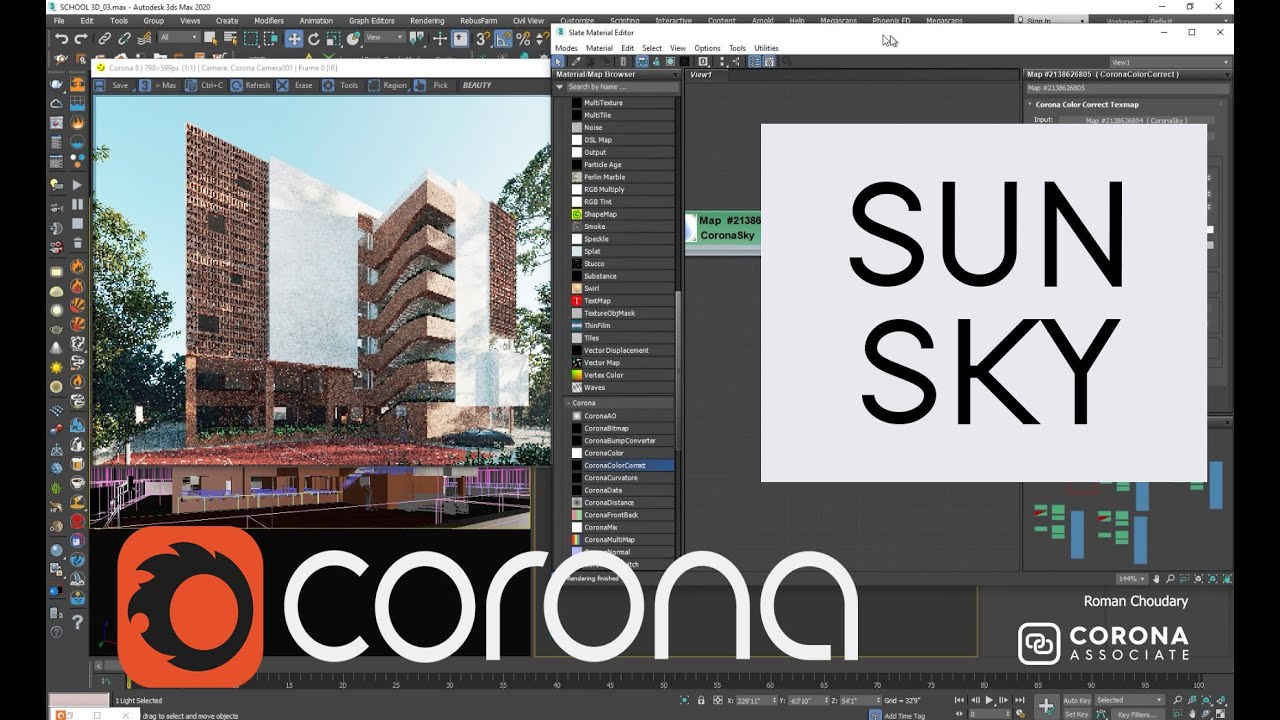 Tutorial 36 - SUN & SKY - Corona Render 8 - Urdu/Hindi - YouTube
