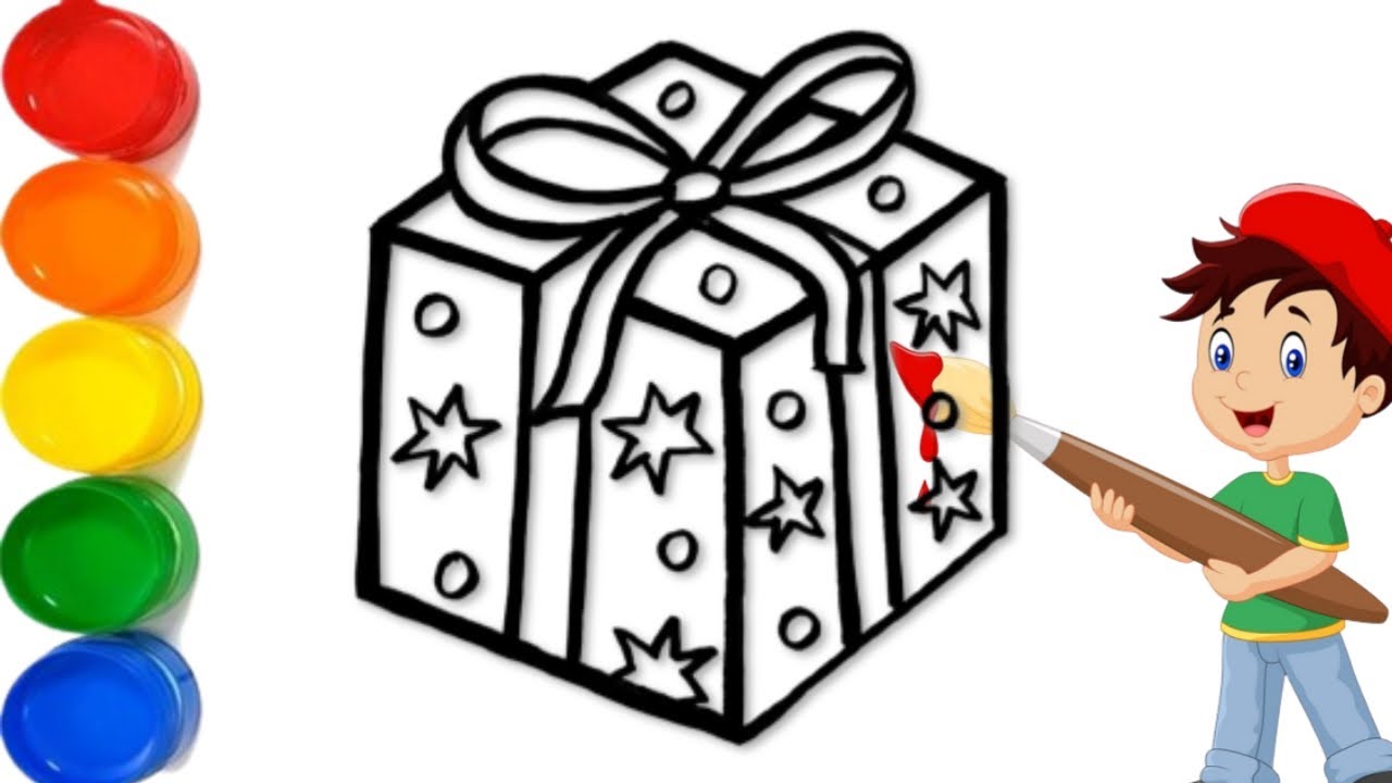 Birthday Gift Drawing, Paint & coloring for kids and toddlers | How ...