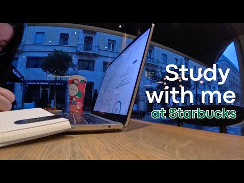 STUDY WITH ME AT STARBUCKS | 1-hour, early morning, coffee shop, with background noise ☕, no break