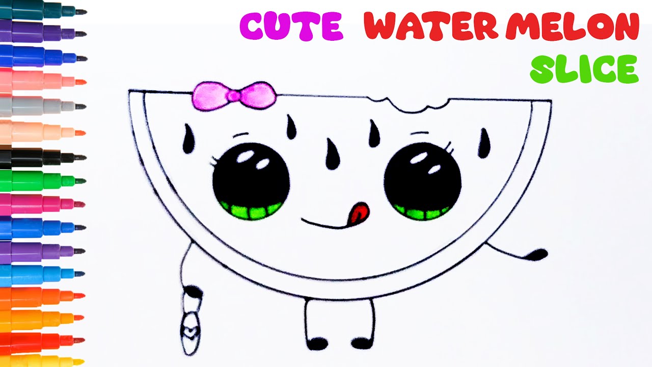 How To Draw Cute Watermelon Slice ๐๐คค Easy Cute Drawings Youtube