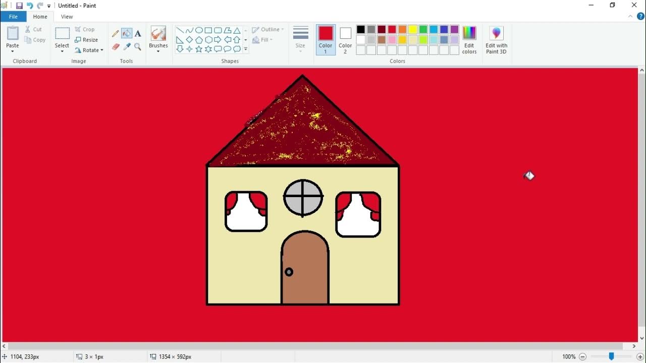 How to draw a simple house in Microsoft Paint - YouTube