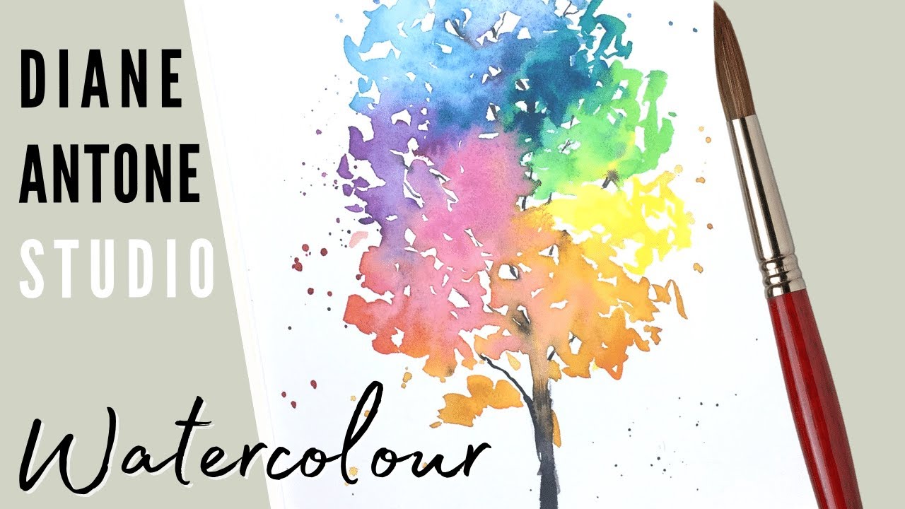 RAINBOW TREE WATERCOLOR TUTORIAL - YouTube