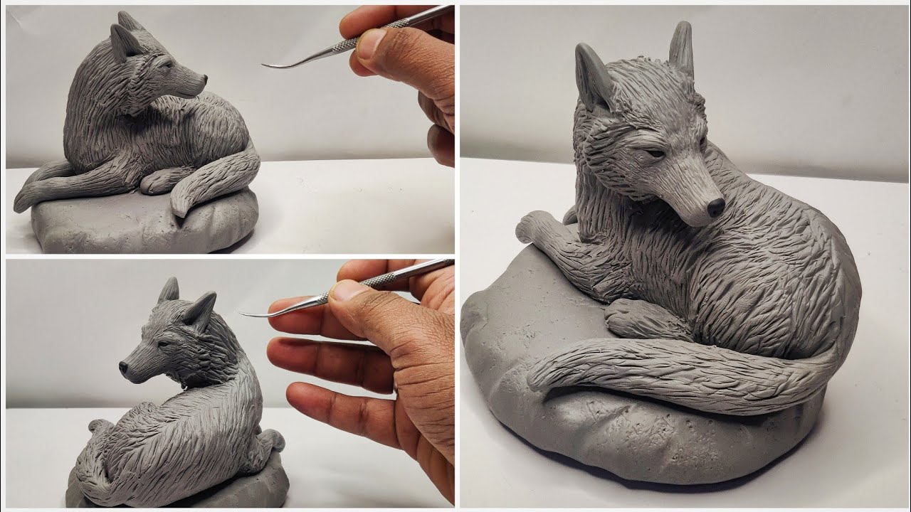 Mastering Clay: Crafting a Realistic Wolf Sculpture - YouTube