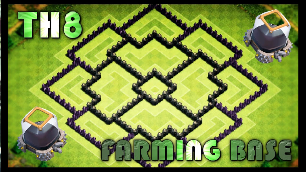 Clash of Clans - (TH8) BEST Town Hall 8 Farming Base MAX DE PROTECTION ...