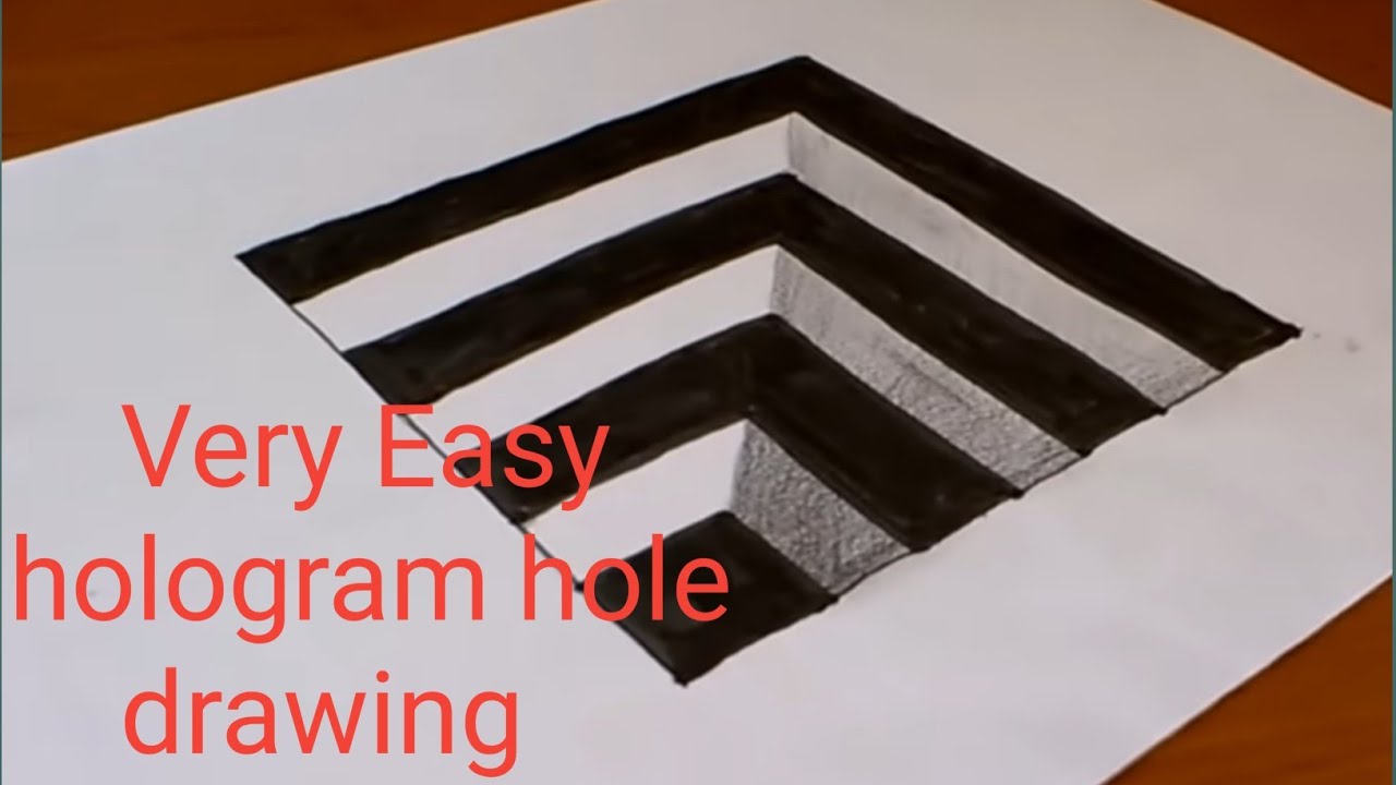 very easy hologram drawing/how to drawing a hologram hole/anamorphic ...
