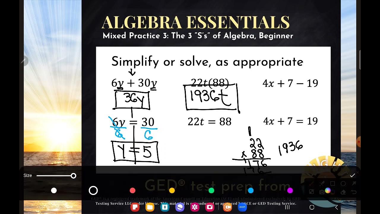 GED® Math: Simplify vs. Solve (1.MP3, Bgn, # 12-17) - YouTube