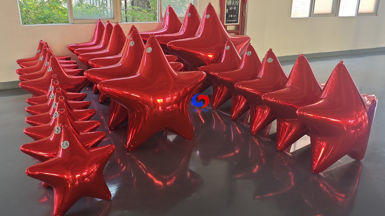 Big shiny red stars / giant inflatable stars - YouTube