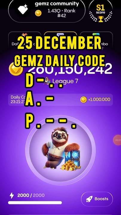 Today's Gemz daily code | gemz daily code 25-26 December | 25-26 December gemz Combo cards - YouTube