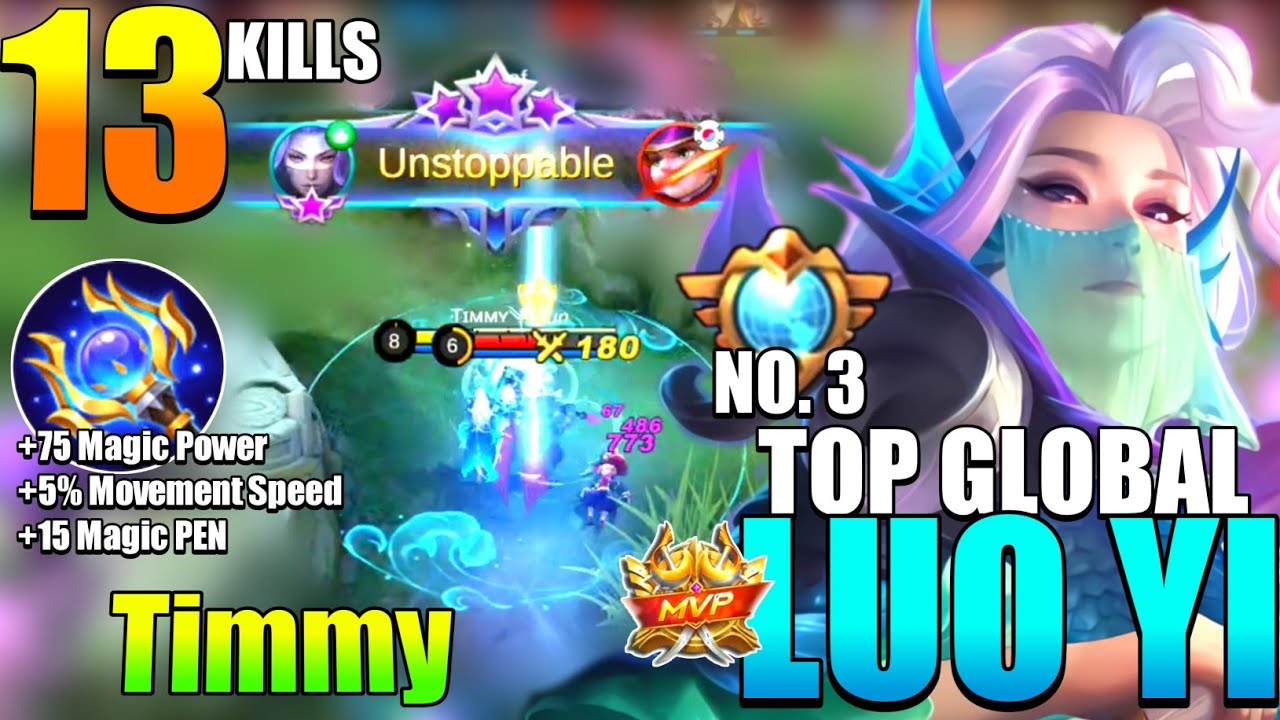 Top 3 SUPREME Top Global Luo Yi Gameplay By. Timmy [TOP GLOBAL LUO YI BEST BUILD 2021] - MLBB ...