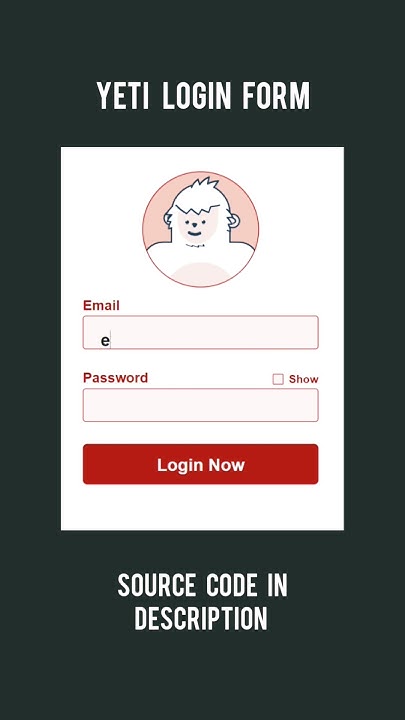 Yeti Login Animated Form #html #css #js - YouTube