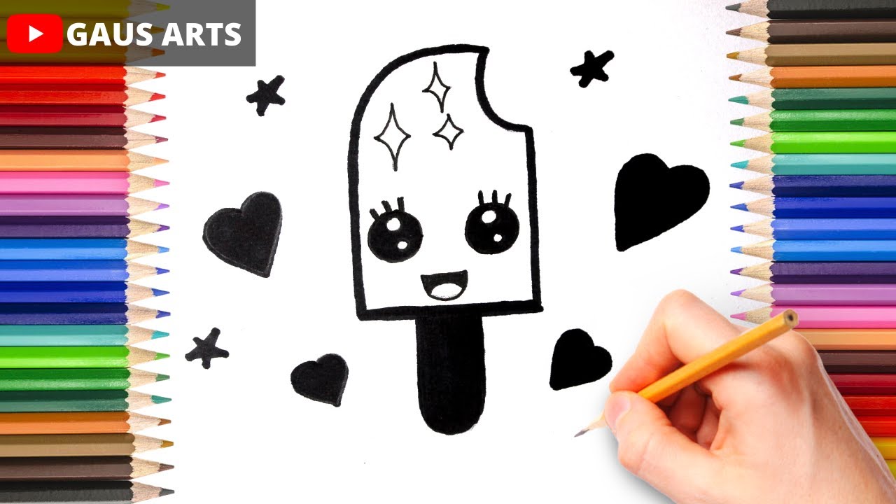 How to draw a cute Icecream pop (Step by Step) | Challenge day 32 ...