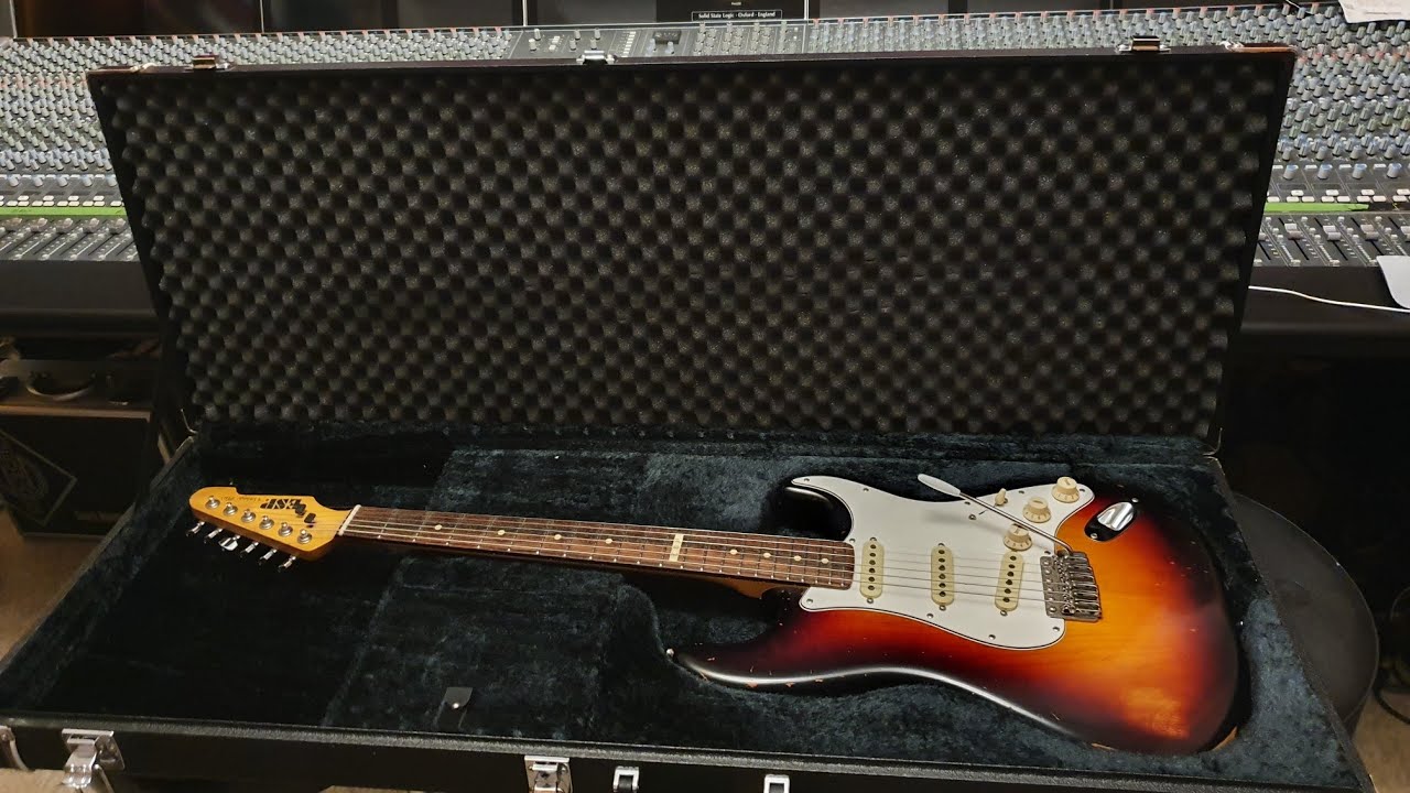 ESP Vintage Plus Strat Relic Sunburst Finish Up Close Guitar Video ...