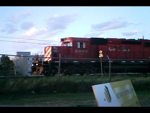 FUTURE CMQ SD40-2F! CP 5999 & 9017 With Windmill Loads Westbound, Winnipeg, MB - YouTube