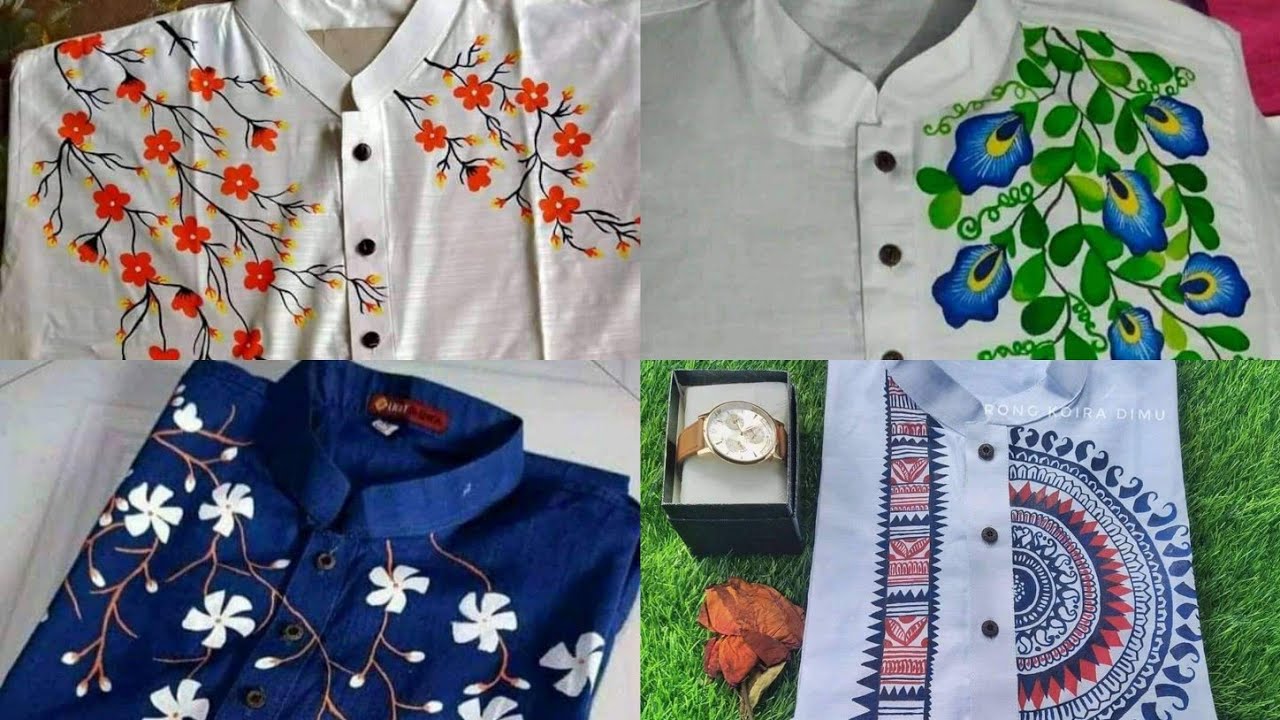 হেন্ড পেইন্টিং পাঞ্জাবি ডিজাইন।Hand Print Panjabi Collection.Hand Print ...