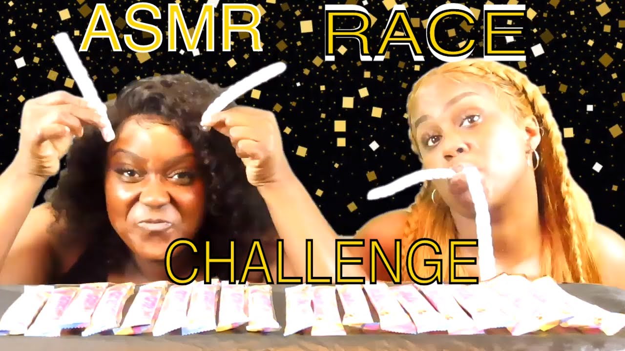 ASMR EATING RACE CHALLENGE - MARSHMALLOW POLES RACING - YouTube