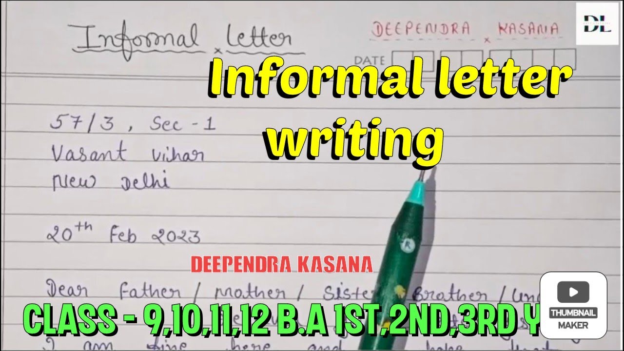 Informal letter writing (class-9th,10th,11,12 B.a 1st,2nd,3rd year) # ...
