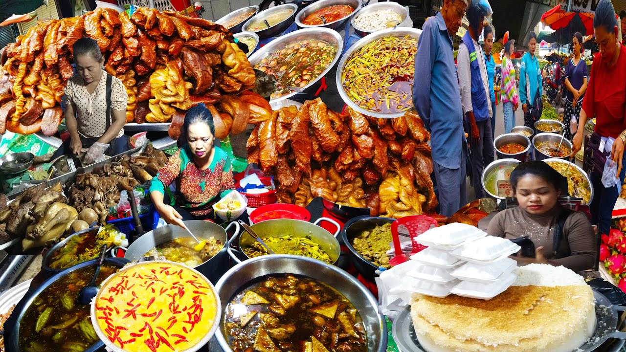 Best Cambodian street food at Chbar Ampov Market - Delicious Plenty of ...