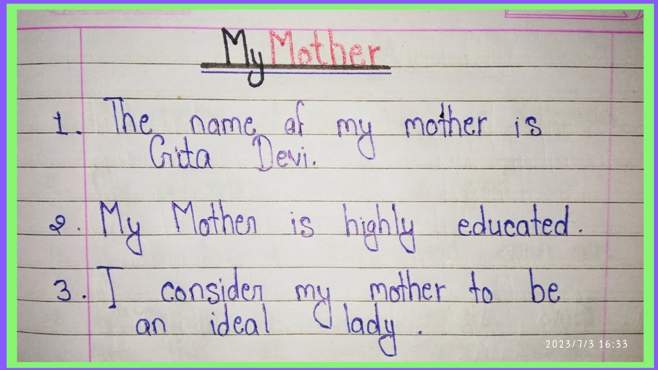 My mother | how to write a short essay on my mother in english | essay ...