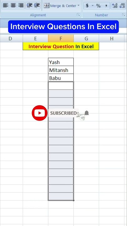 Interview Questions in Excel Data #exceltricks #exceltips #yutubeshorts #tech #shorts - YouTube