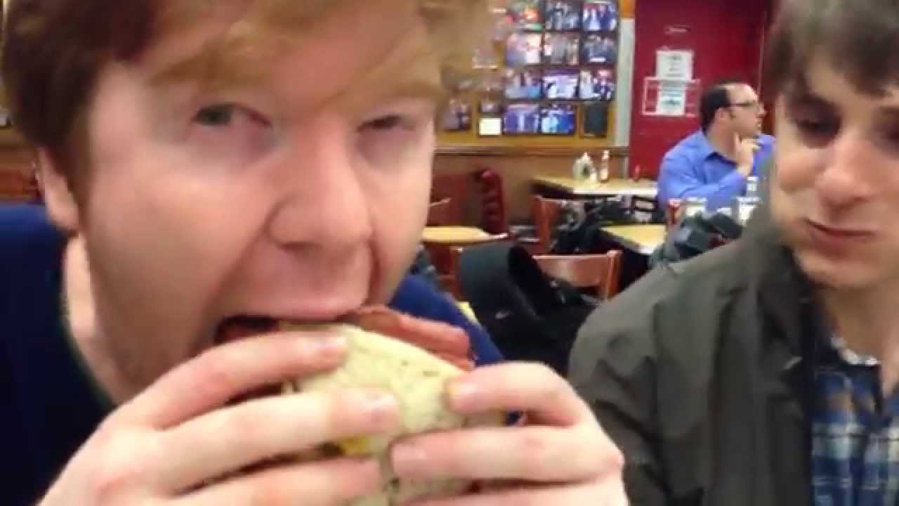 Pete Gracefully Scarfs a Katz's Deli Hot Pastrmi Sandwich! - YouTube